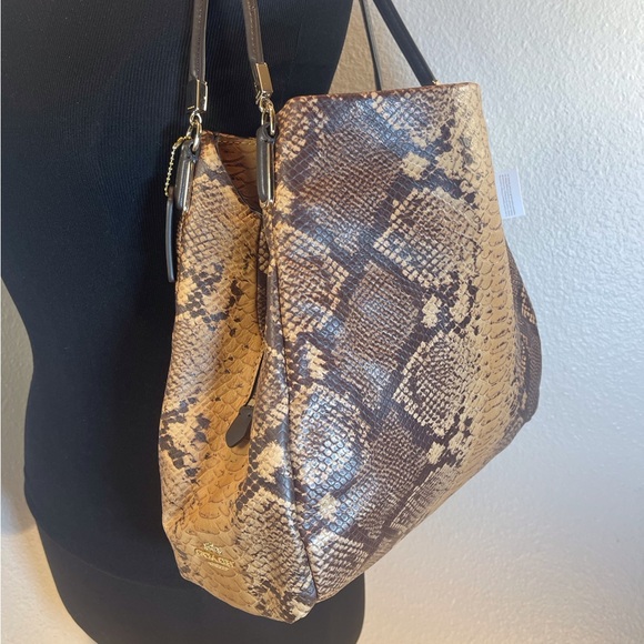 Coach | Bags | Nwt Coach Snake Phoebe Embossed Leather Shoulder Tote ...